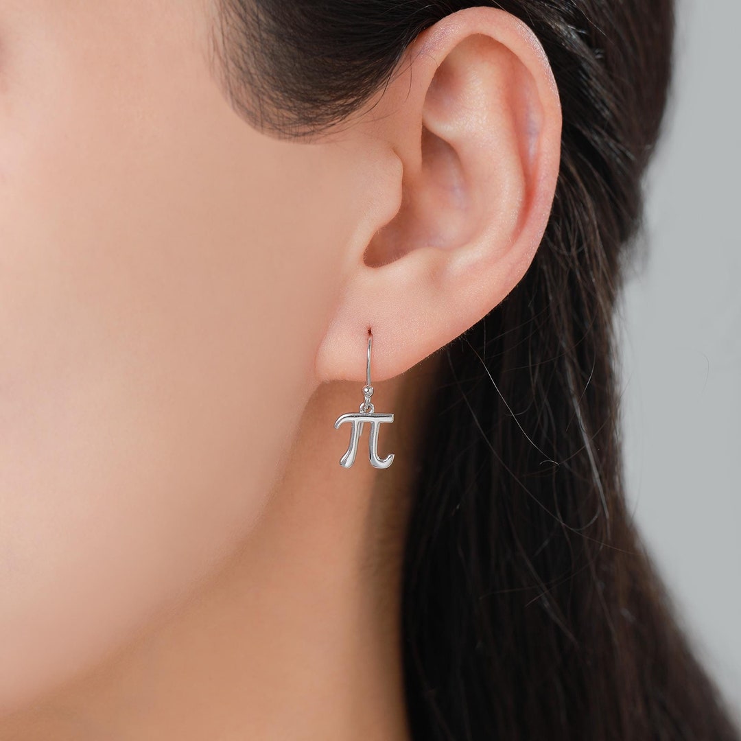 Sterling Silver Pi Drop Hook Earrings - Mathematical Earrings, Silver ...