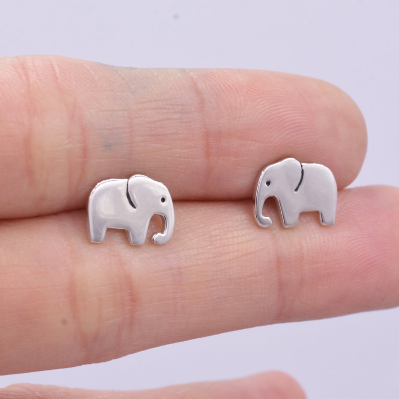 Elephant Stud Earrings in Sterling Silver Cute Fun Quirky - Etsy