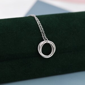 Sterling Silver Four Interlocking Circles Pendant Necklace With Dotted ...