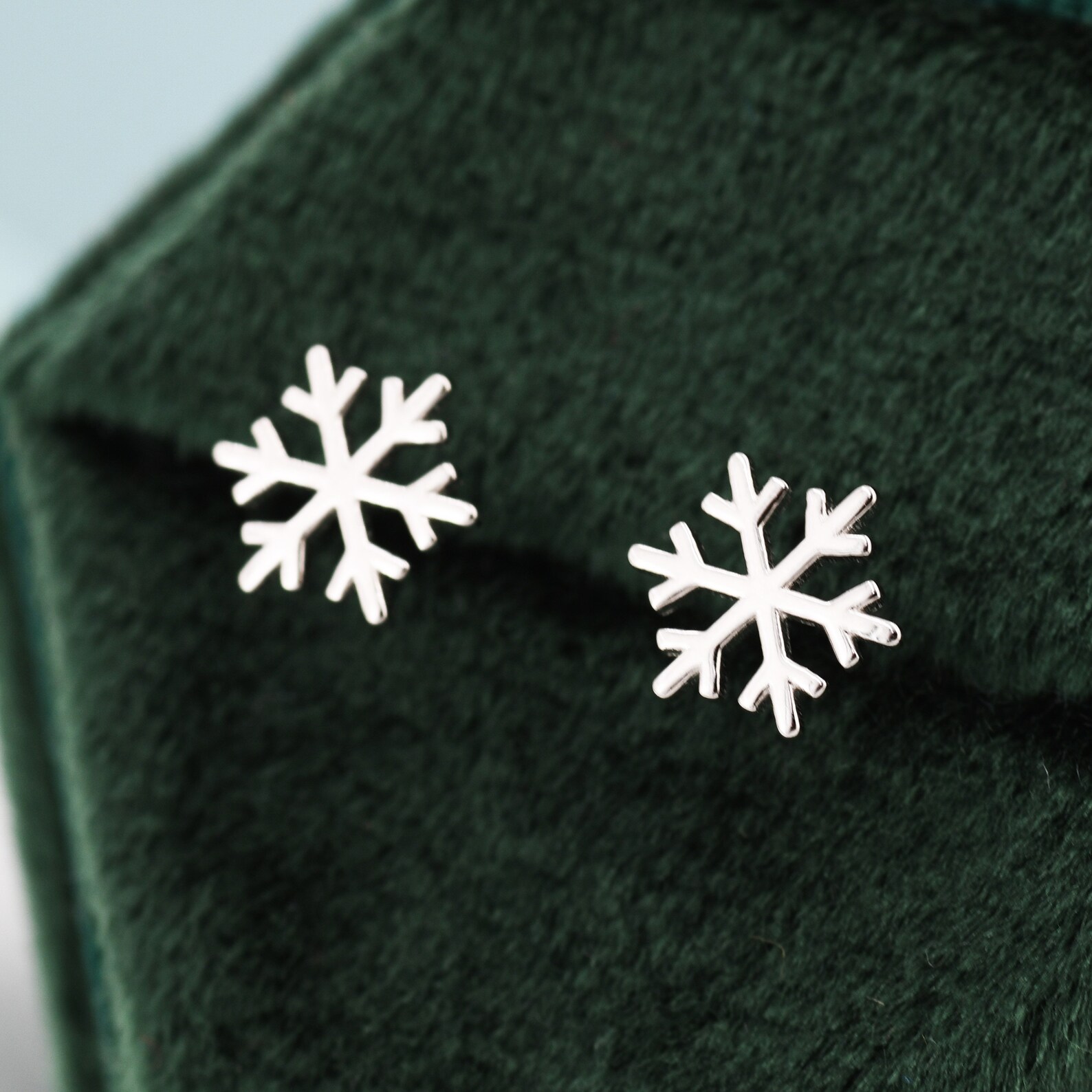 Snowflake Stud Earrings in Sterling Silver Snow Earrings | Etsy UK