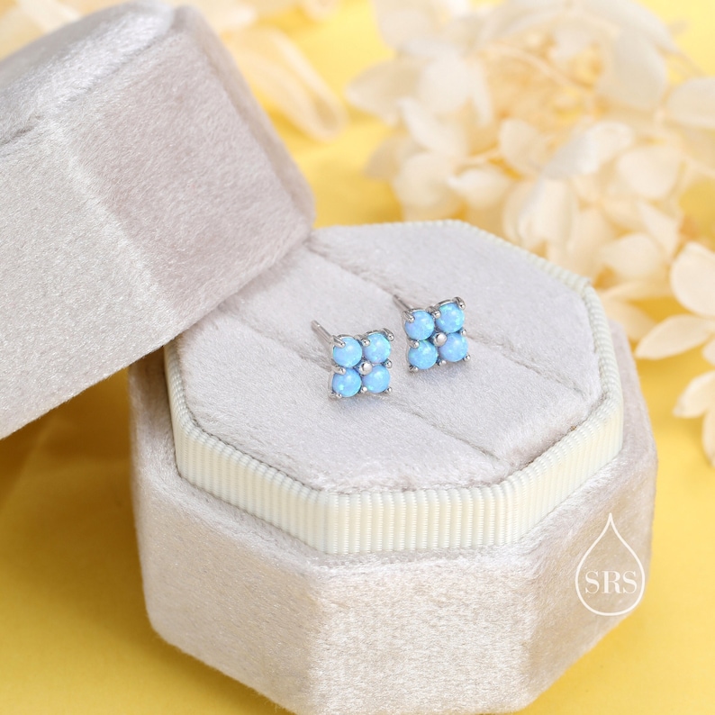 Blue Opal Hydrangea Screw Back Earrings in Sterling Silver - Gold or ...