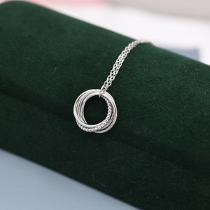 Sterling Silver Four Interlocking Circles Pendant Necklace With Dotted ...