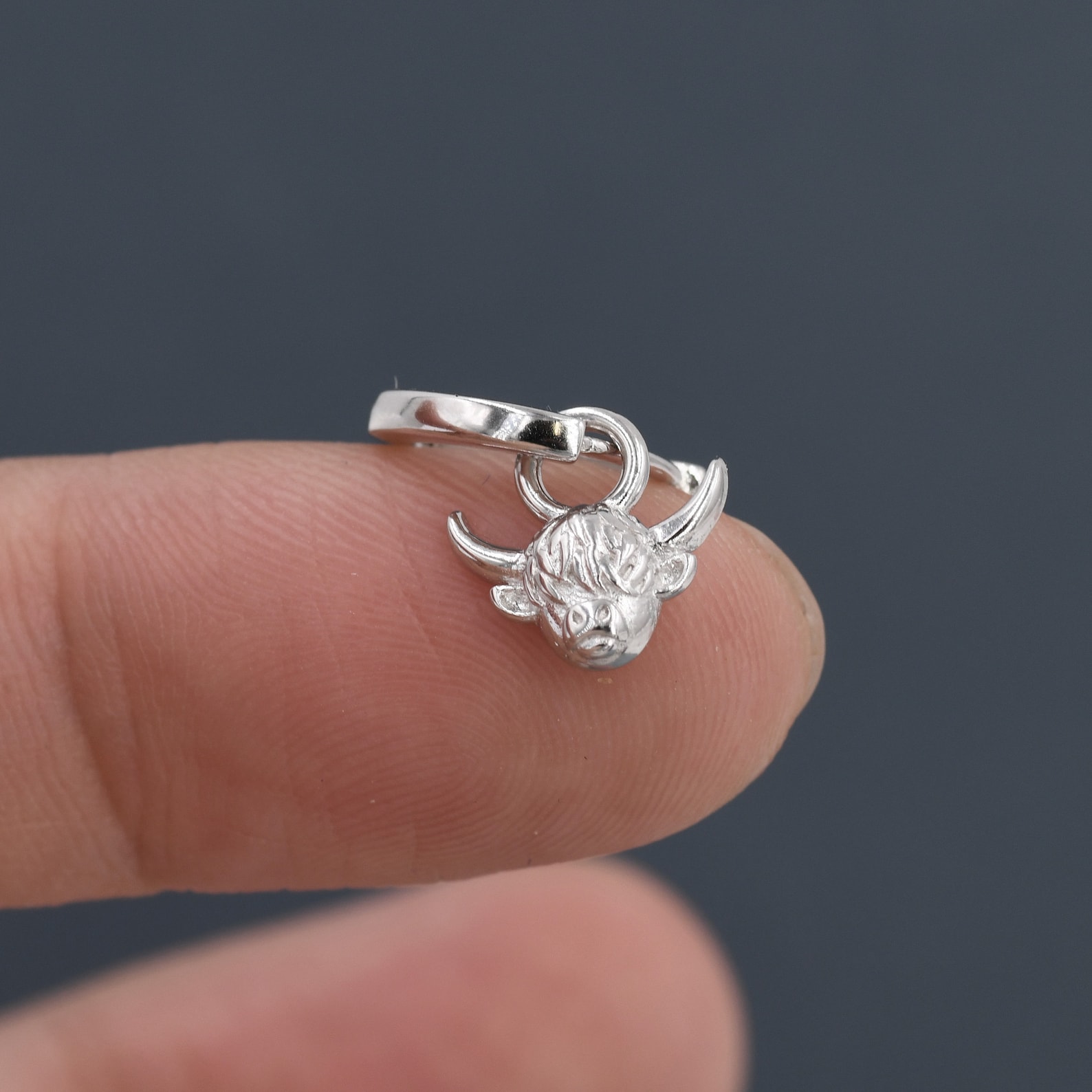 Dangling Highland Cow Huggie Hoops in Sterling Silver Silver | Etsy