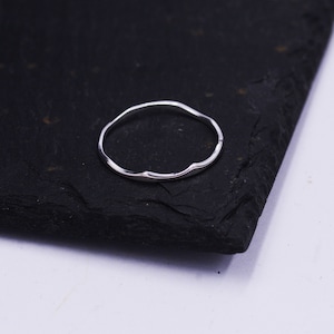 Sterling Silver Ripple Ring, Very Skinny Delicate Ring Band, Stacking Ring US 5-8, Wave Ring ...