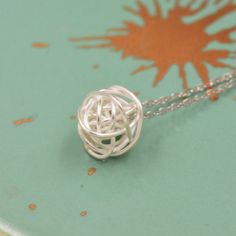 Sterling Silver Yarn ball Tumbleweed Wire Ball Pendant | Etsy
