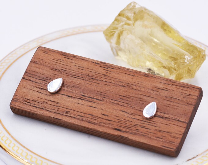 Sterling Silver Tiny Little Droplet Drop Stud Earrings , Polished ...