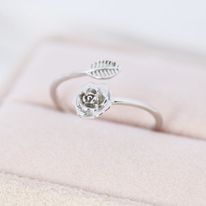 Rose Wrap Ring in Sterling Silver, Flower Ring, Silver Rose Ring ...