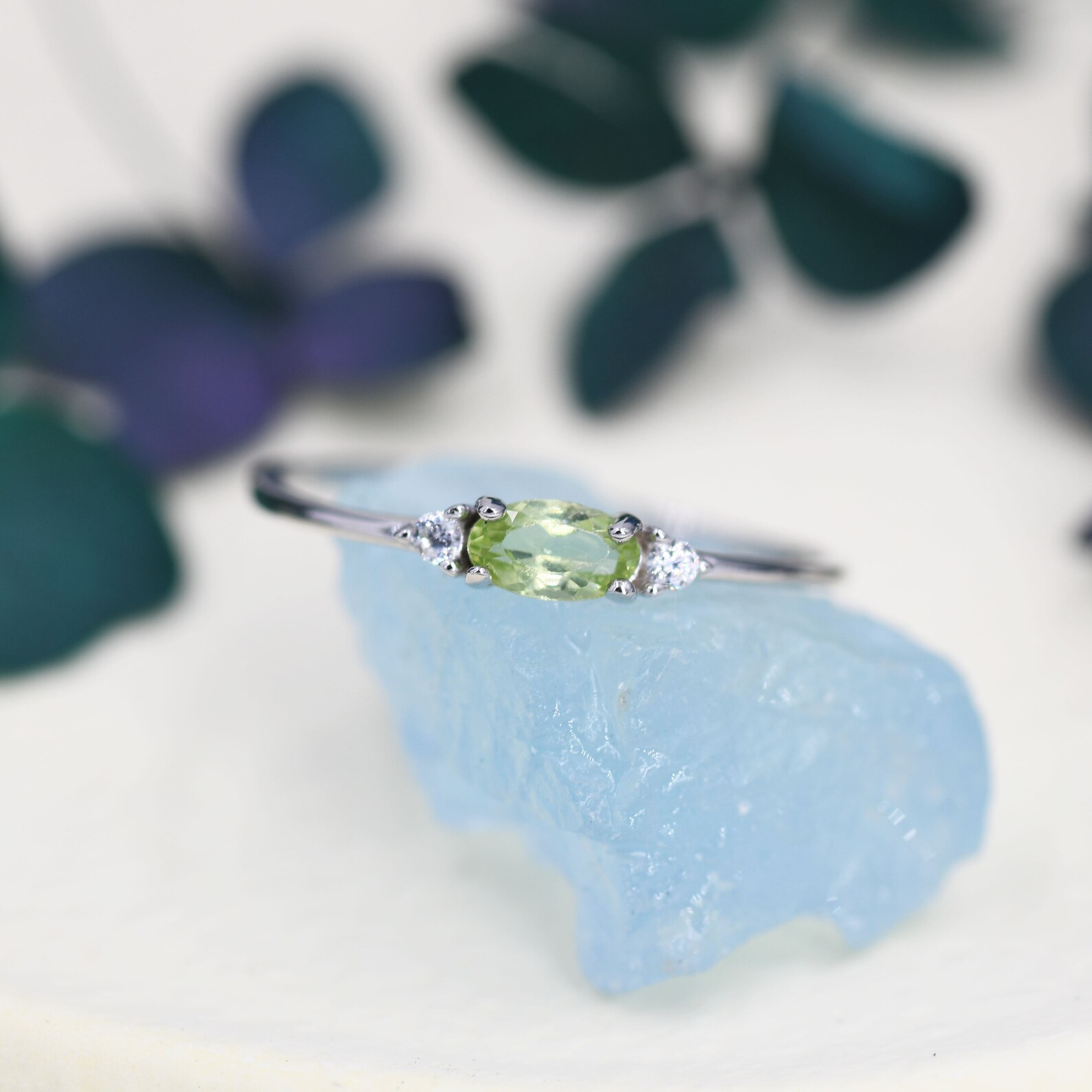 Natural Peridot Ring in Sterling Silver Genuine Green Periot - Etsy