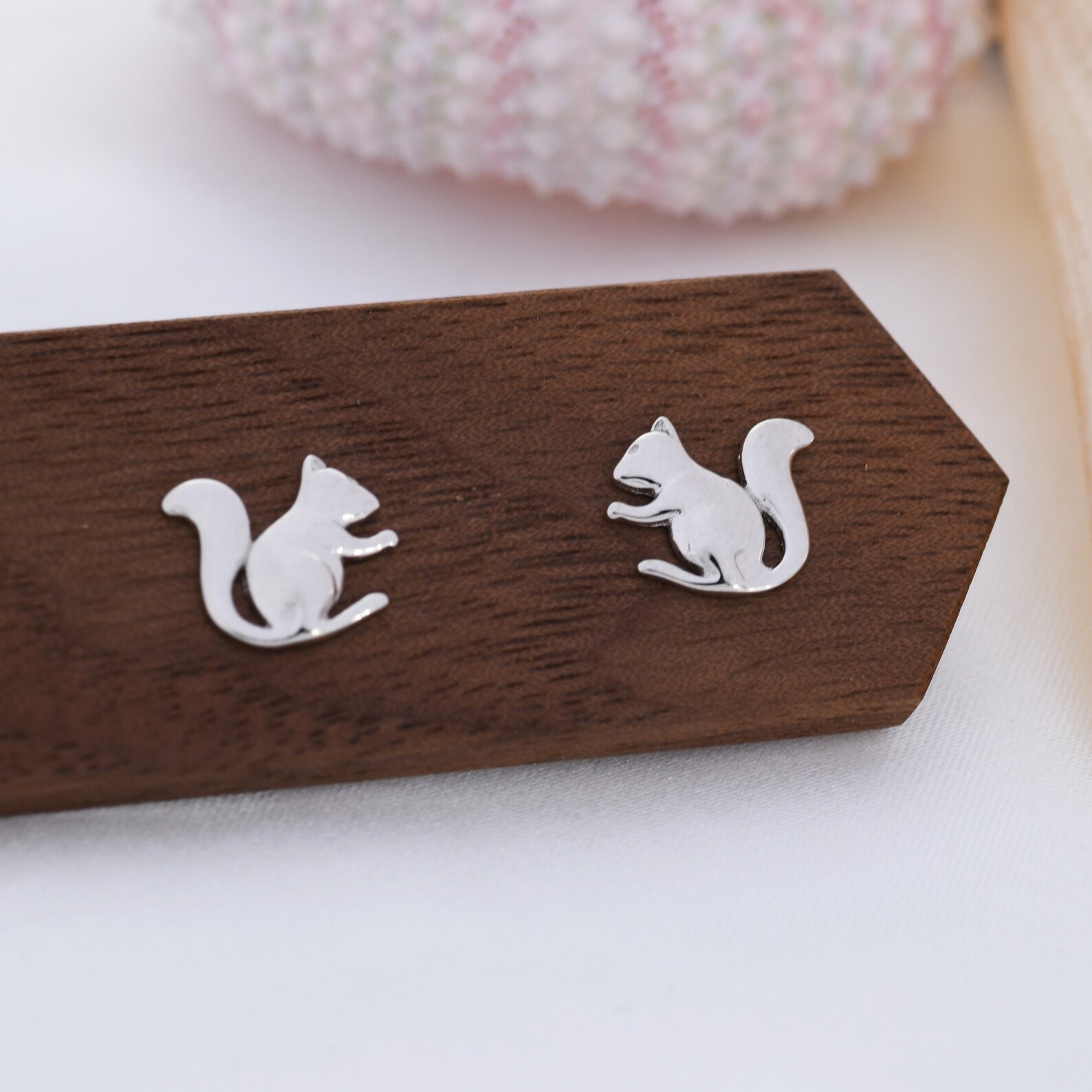 Squirrel Stud Earrings in Sterling Silver, Silver or Gold, Animal Earrings, Nature Inspired - Etsy