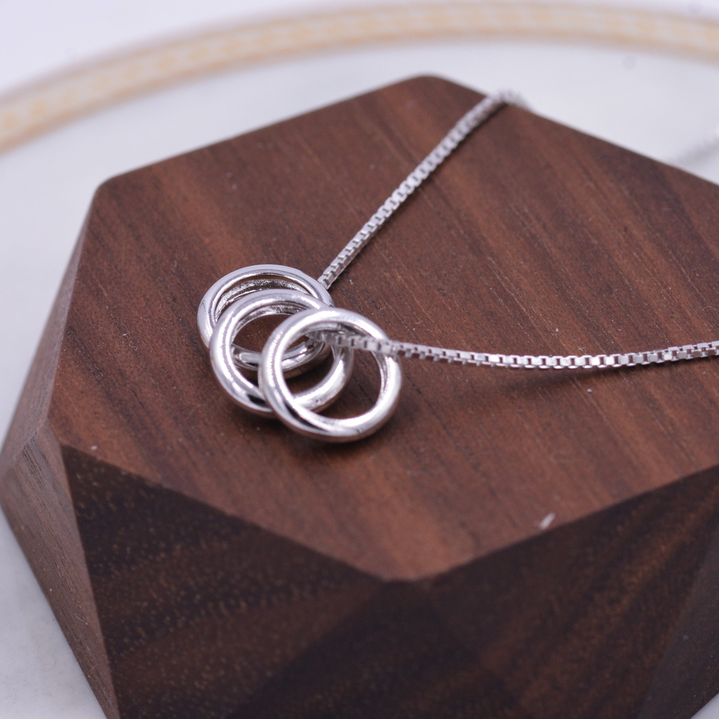Sterling Silver Three Circles Pendant Necklace, Tri Circle Circles, 30s ...