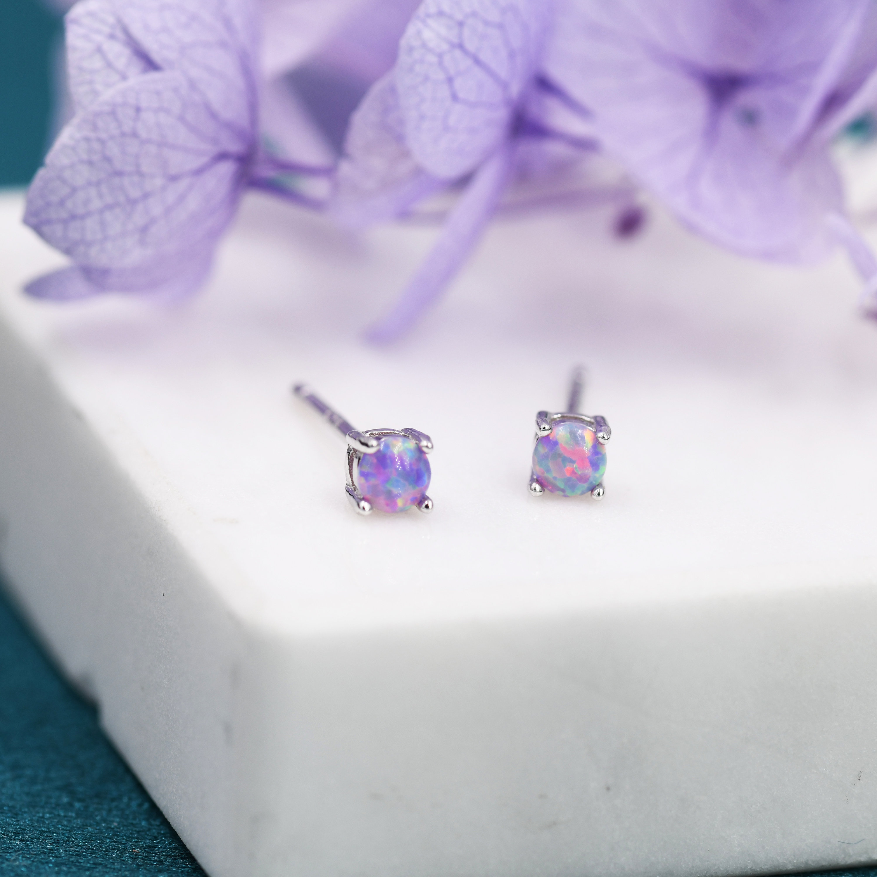 Cosmic Dust Purple Opal Stud Earrings in Sterling Silver 3mm - Etsy