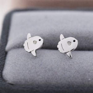 Ocean Sunfish Fish Stud Earrings in Sterling Silver, Cute Sun Fish ...
