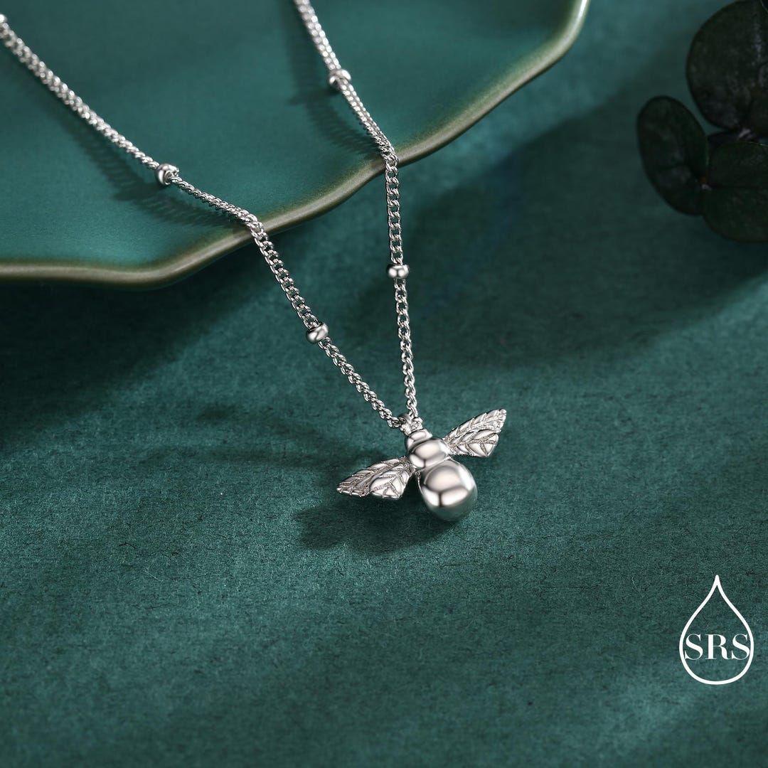 Tiny Bumble Bee Pendant Necklace in Sterling Silver, Silver or Gold ...