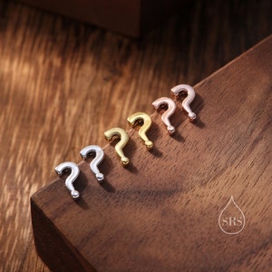 Question Mark Stud Earrings in Sterling Silver, Silver or Gold or Rose ...