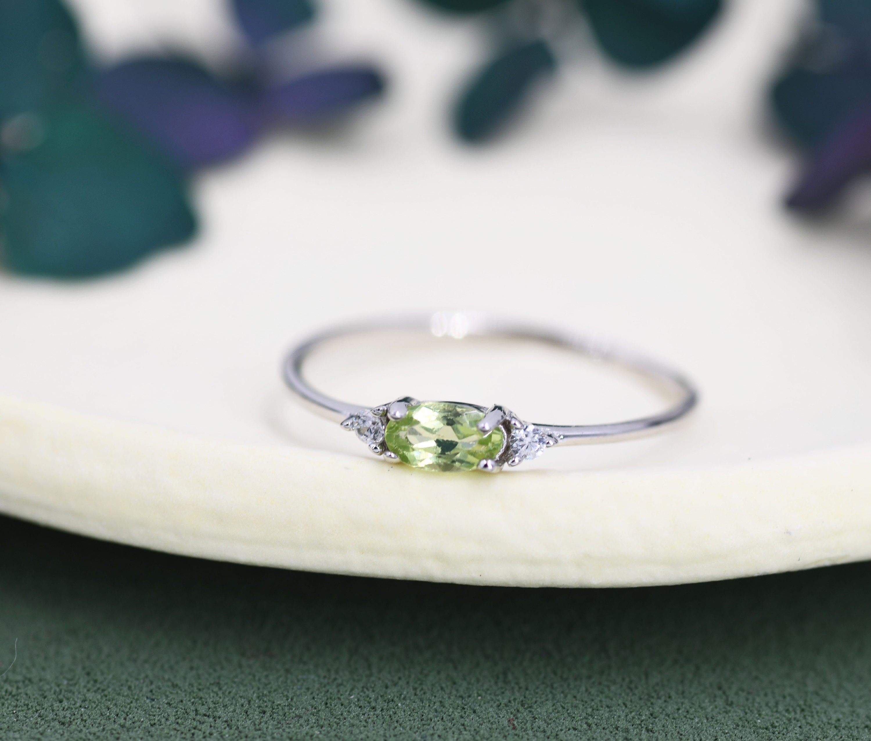 Natural Peridot Ring in Sterling Silver Genuine Green Periot - Etsy UK