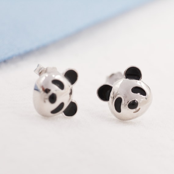 Cute Panda Earrings in Sterling Silver Panda Bear Stud - Etsy