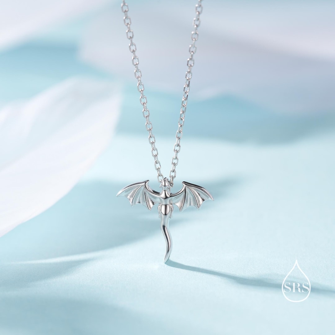 Tiny Dragon Pendant Necklace in Sterling Silver, Silver or Gold or Rose ...
