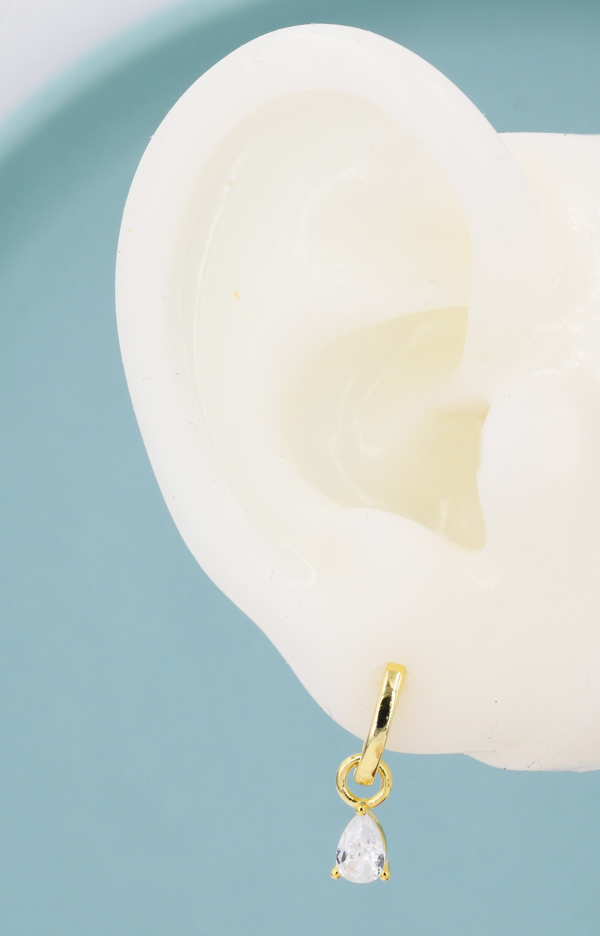 Sterling Silver Pear Cut CZ Droplet Hoop Earrings Silver - Etsy UK