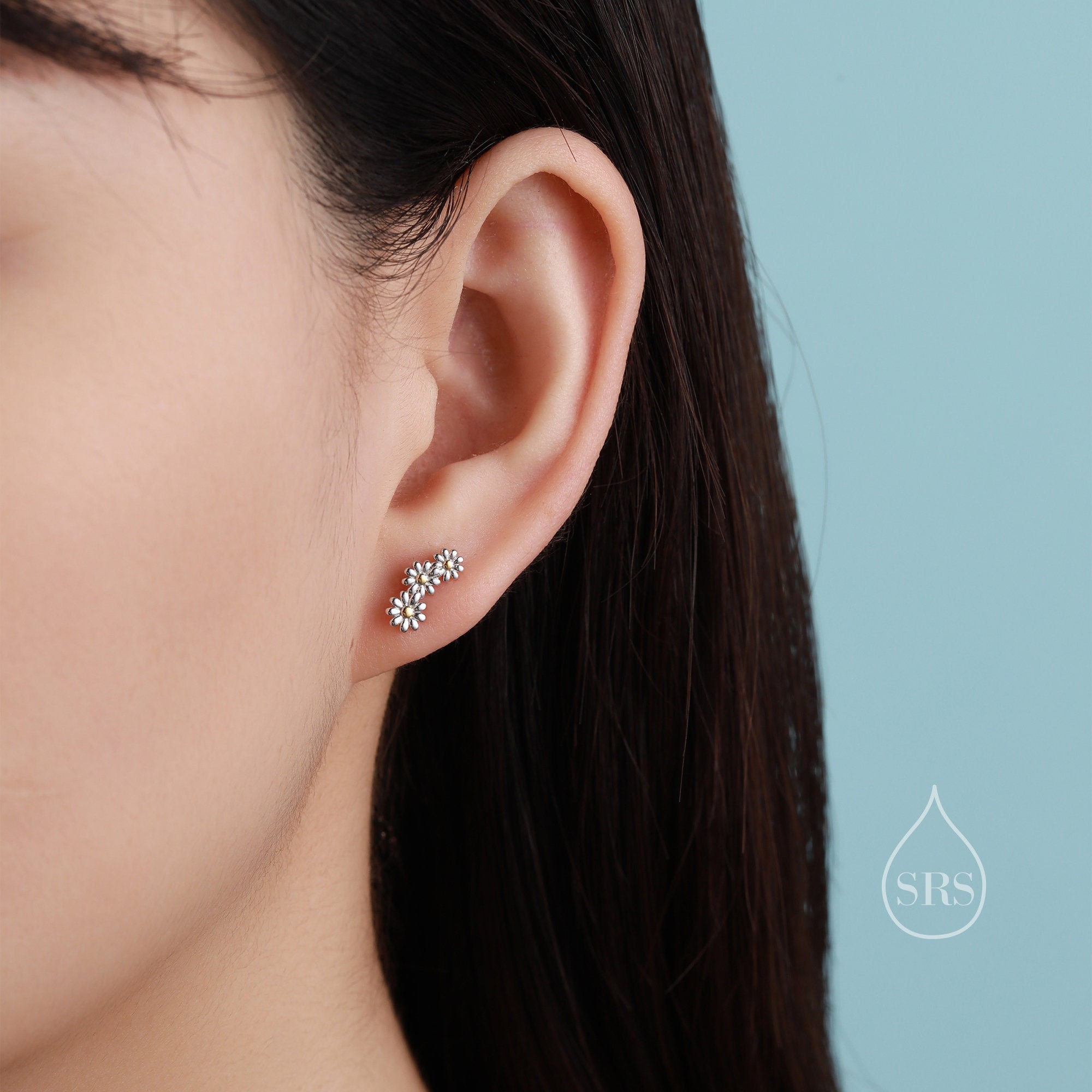Sparkling daisy flower trio stud earrings pandora store