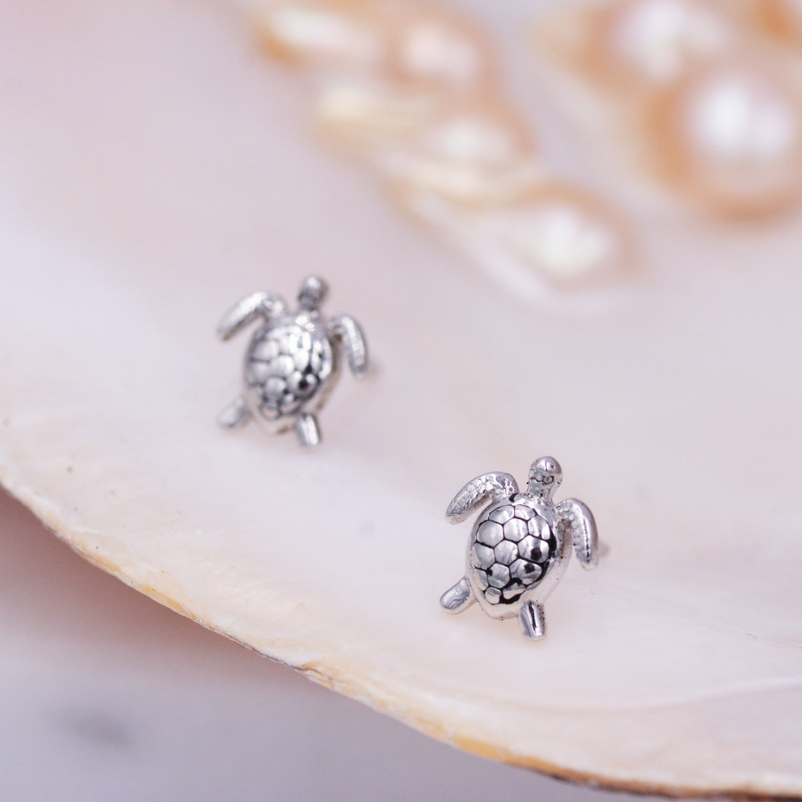 Sterling Silver Turtle Stud Earrings Sea Turtle Earrings - Etsy