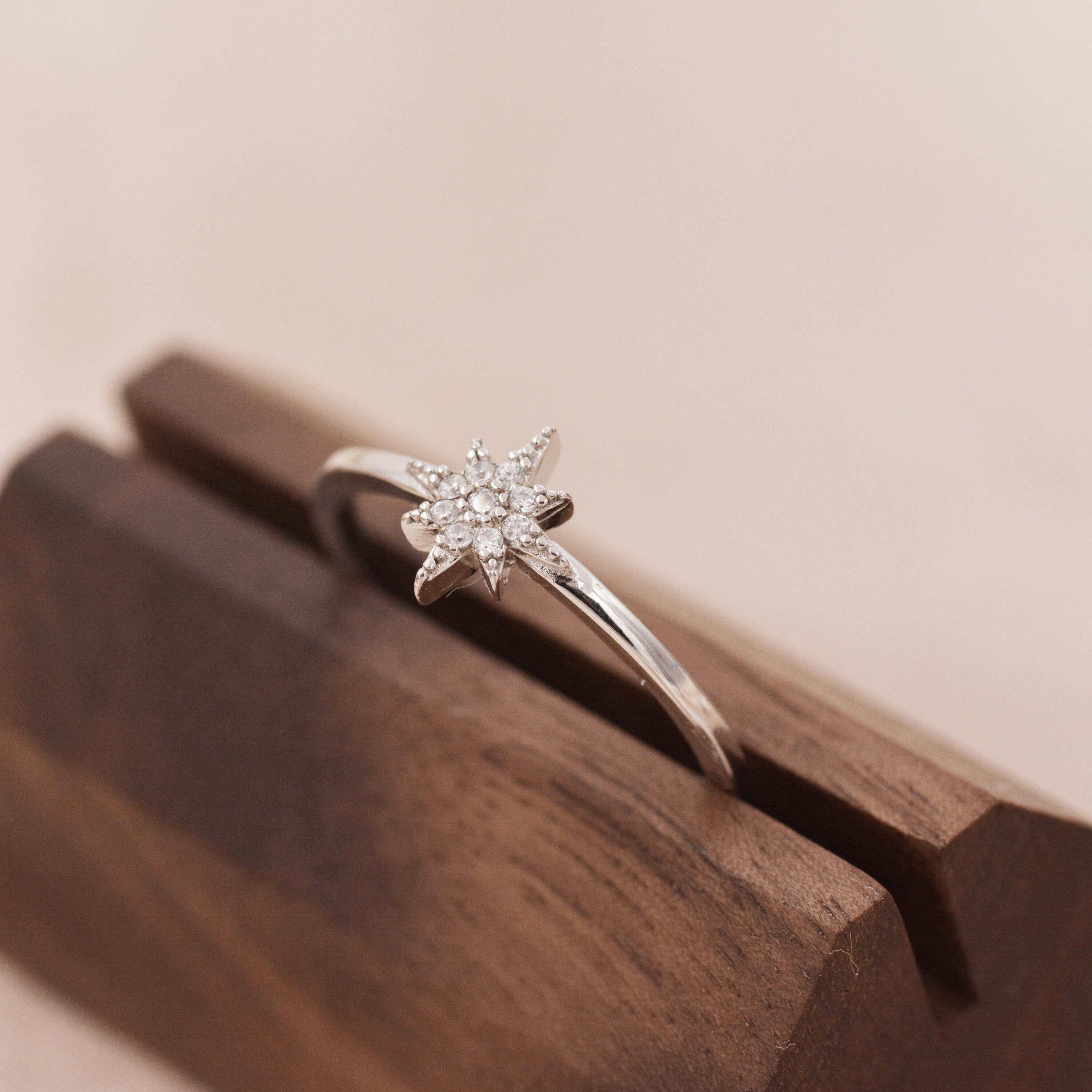 Sterling Silver Starburst Ring Dainty Star Ring Stacking | Etsy UK