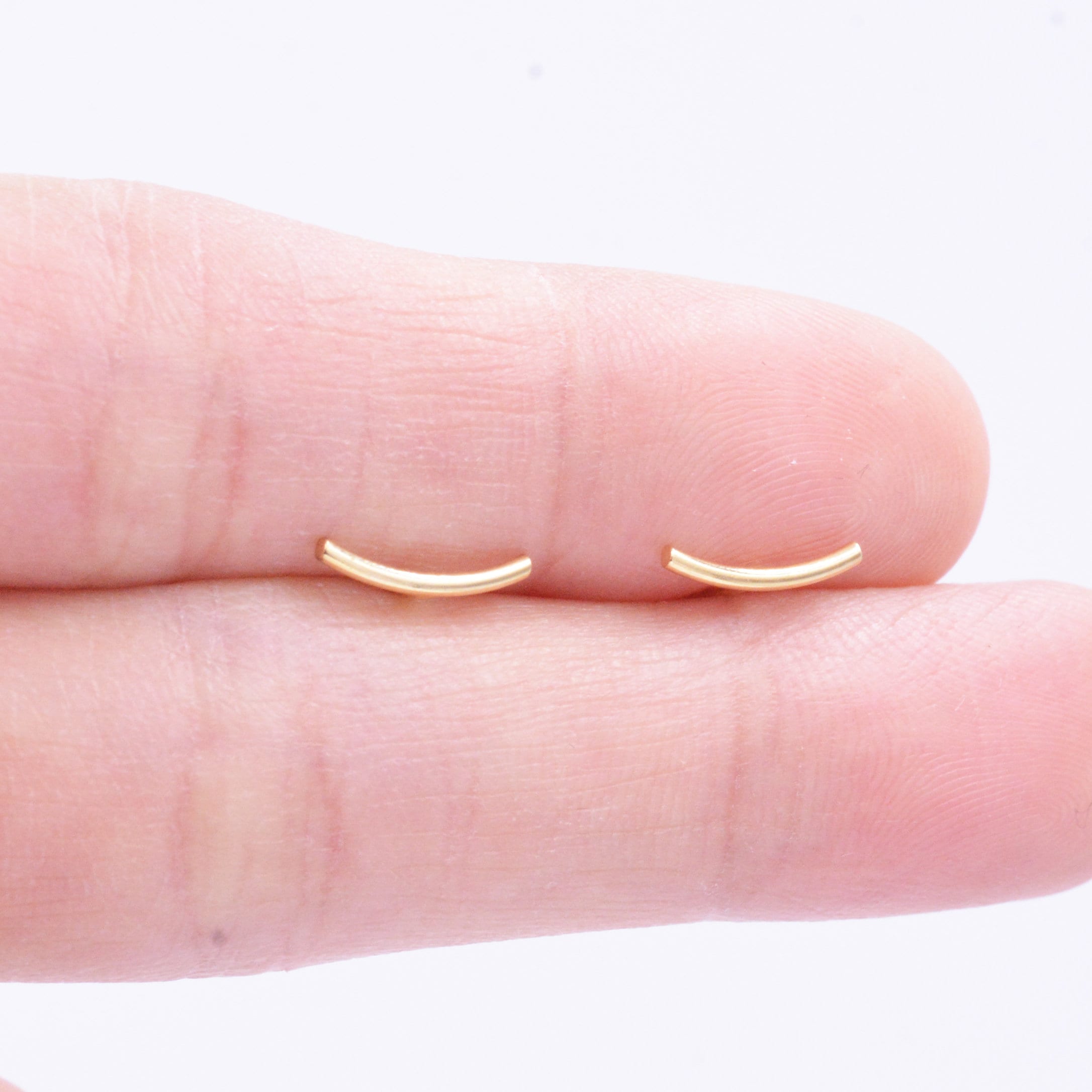 Sterling Silver Curved Bar Stud Earrings Rose Gold and Gold | Etsy