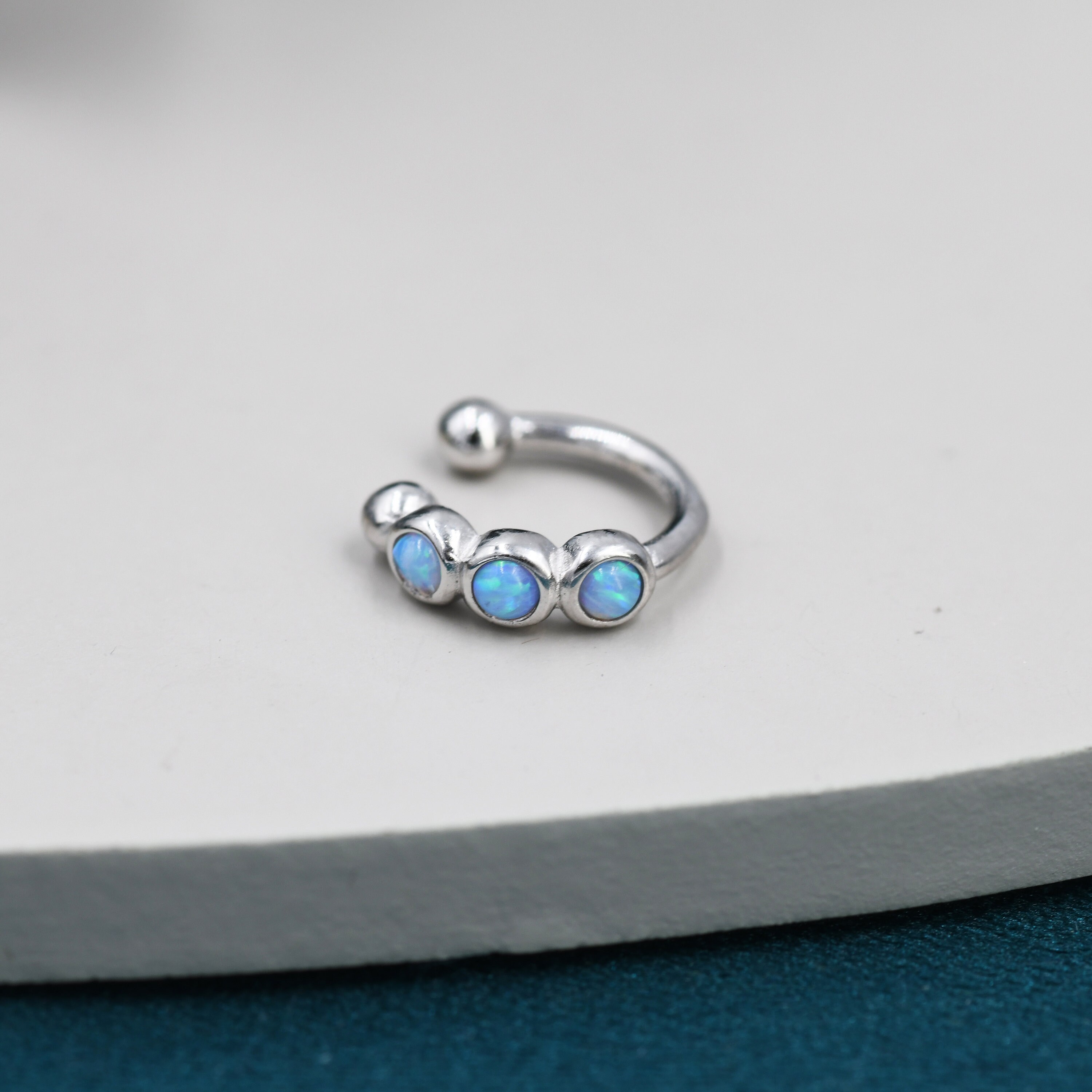 Blue Opal Ear Cuff in Sterling Silver Silver or Gold Simple - Etsy