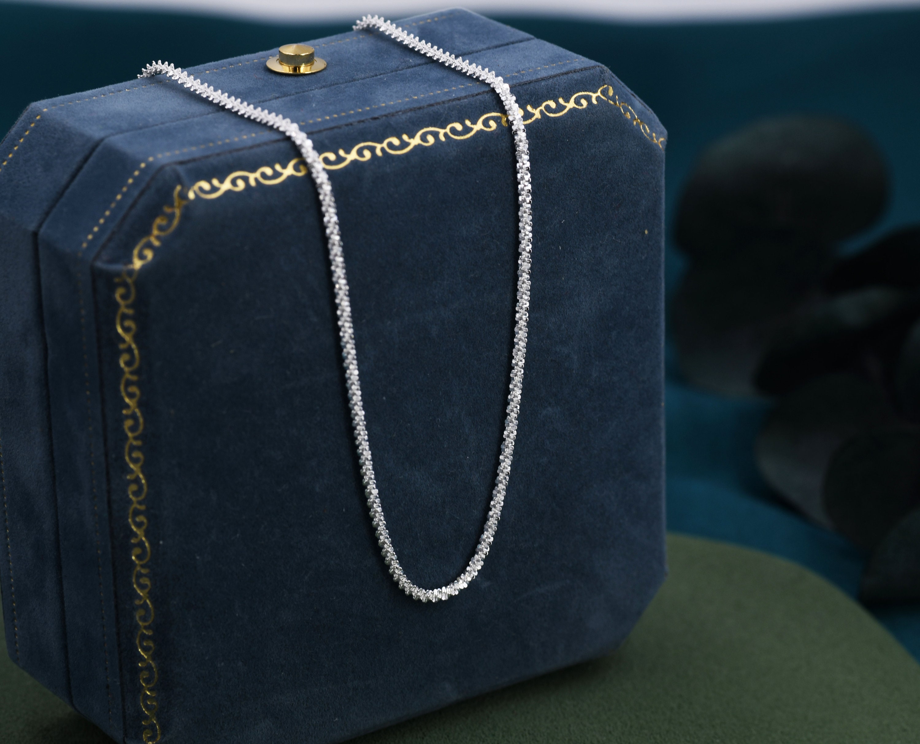 Sterling Silver Sparkle Chain Necklace Margarita Chain - Etsy UK