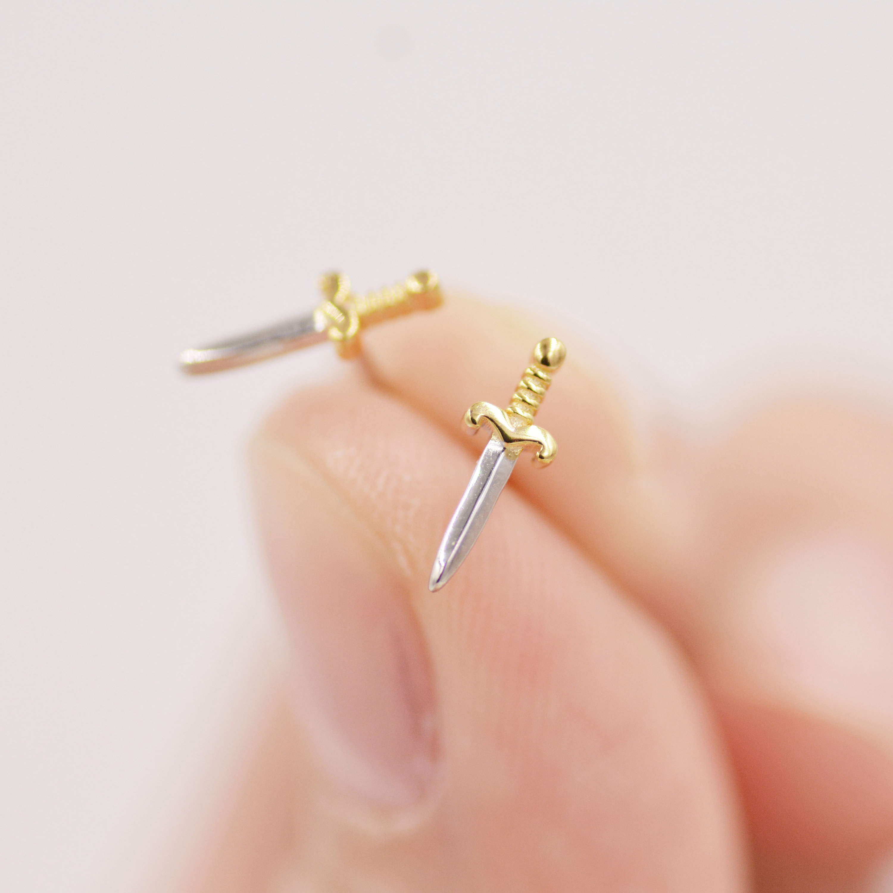 Tiny Little Dagger Sword Stud Earrings in Sterling Silver - Etsy