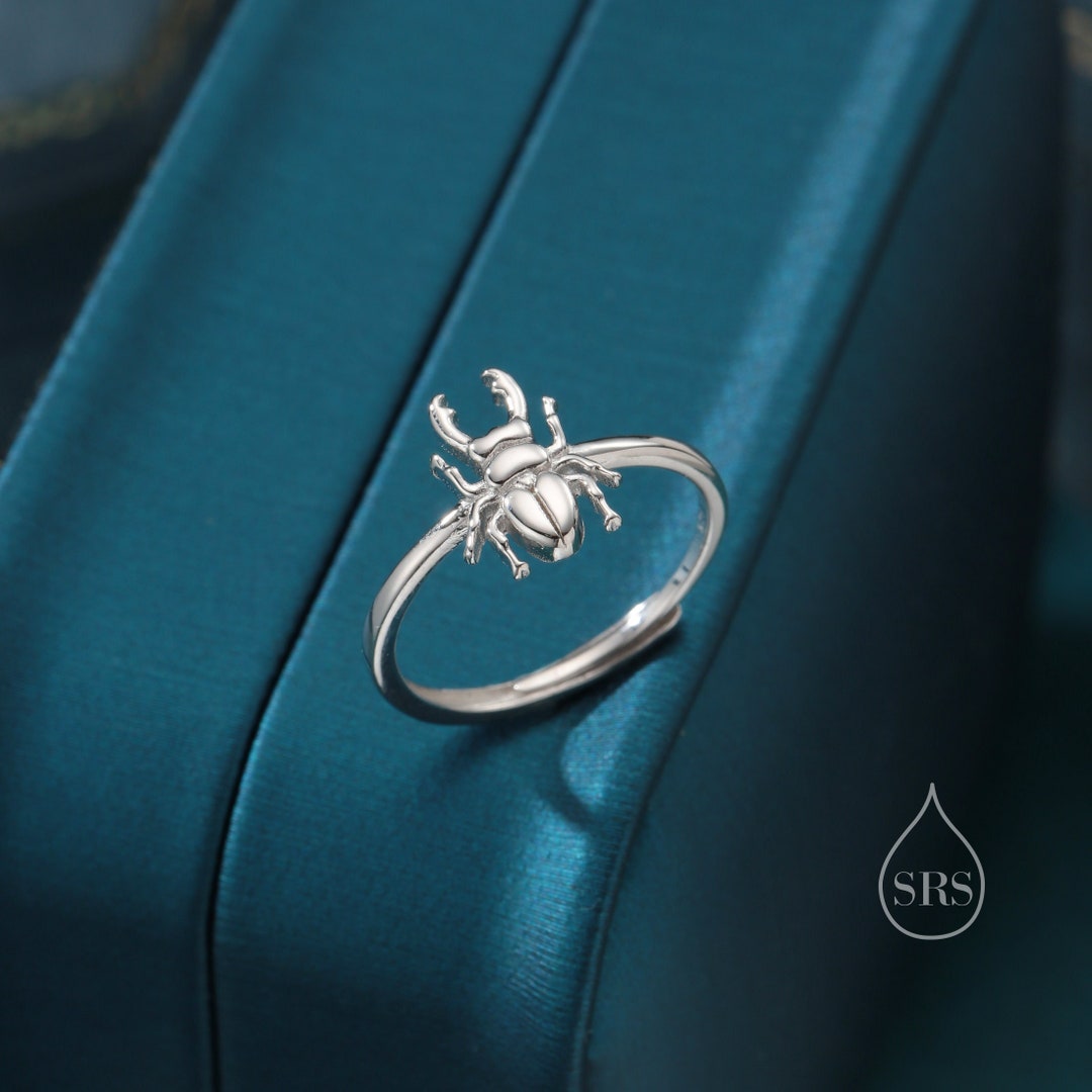 Sterling Silvertiny Stag Beetle Ring, Adjustable Size, Small Stag ...
