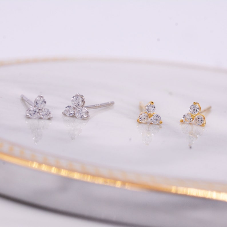 Very Tiny Three Dot Trio Stud Earrings in Sterling Silver With - Etsy Hong Kong