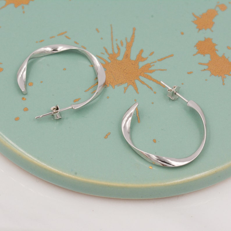 Twisted Strip Mobius Band Large Semi Hoop Stud Earrings in - Etsy UK