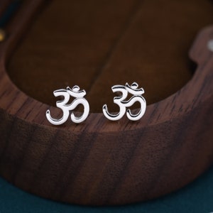 Om Stud Earrings in Sterling Silver, Silver or Gold, Buddhist Earrings ...