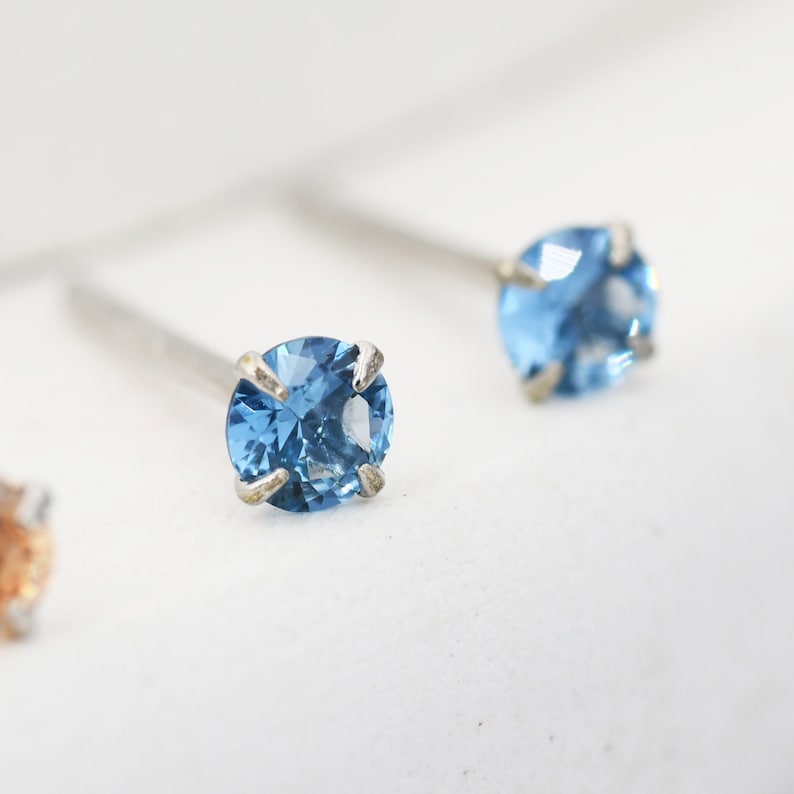 Sterling Silver December Birthstone Earrings, Tanzanite Blue Stud ...