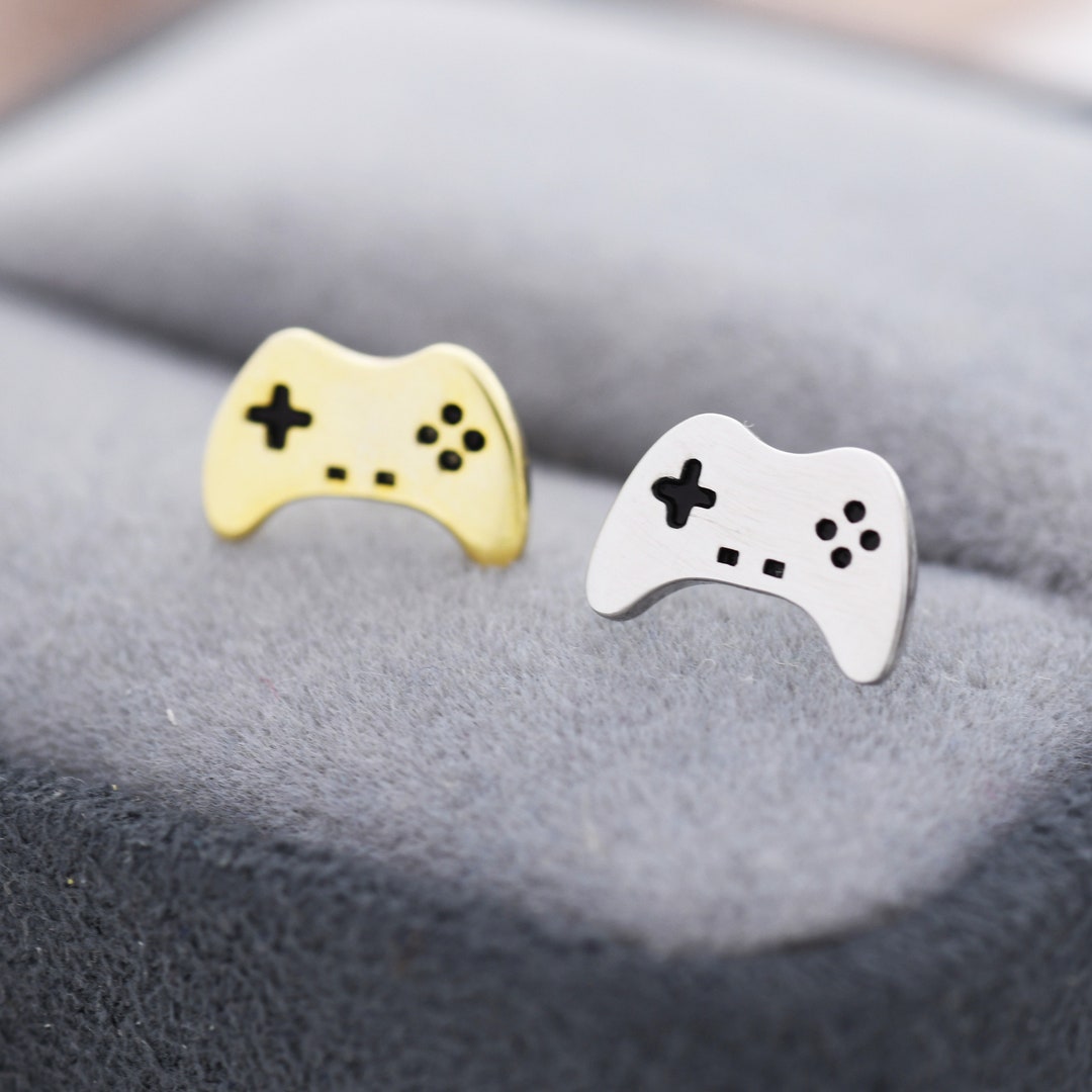 Game Console Stud Earrings in Sterling Silver, Silver or Gold, Gamer ...