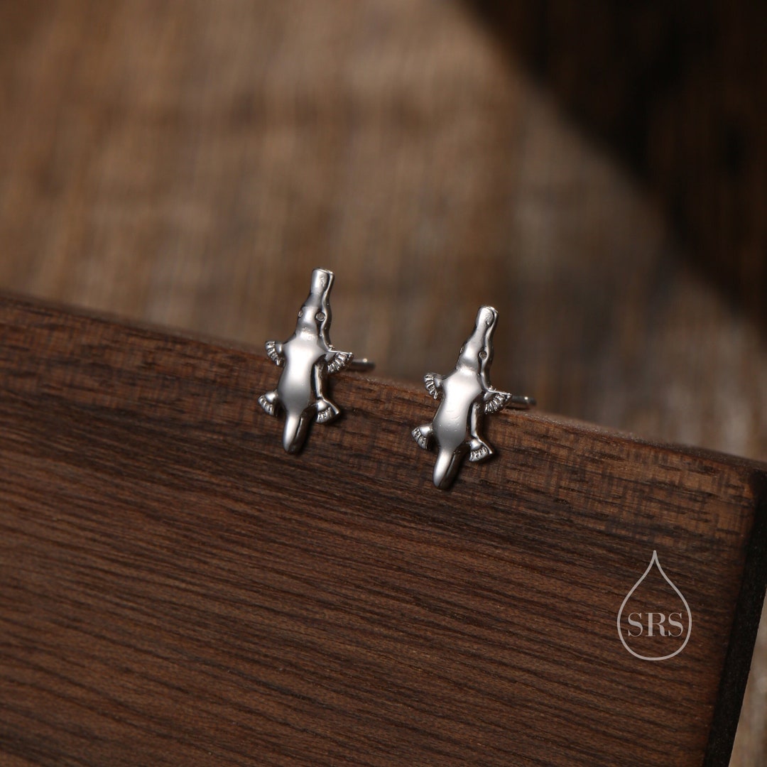 Extra Tiny Platypus Stud Earrings in Sterling Silver, Silver Animal ...