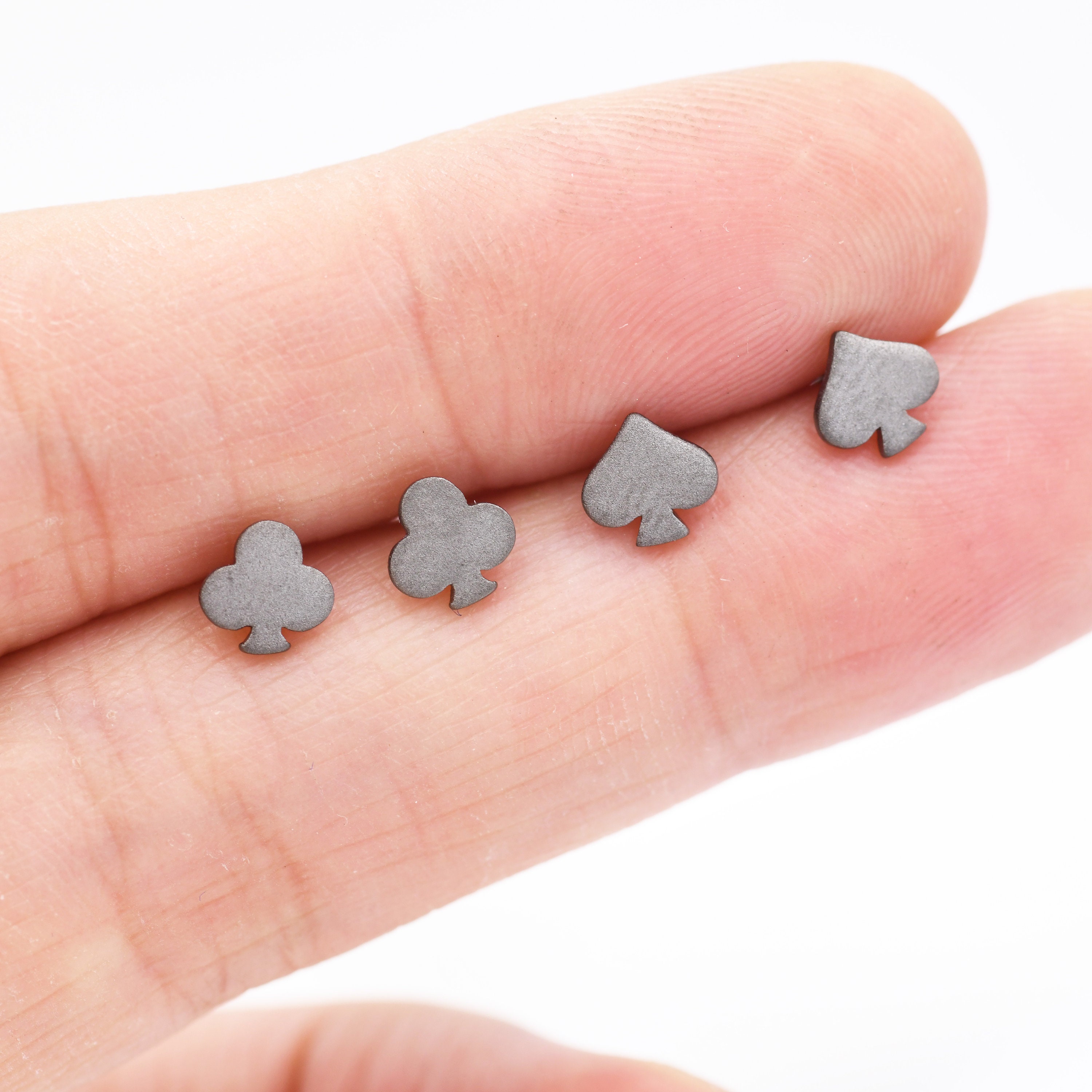 Card Suit Stud Earrings in Sterling Silver Spade Earrings | Etsy