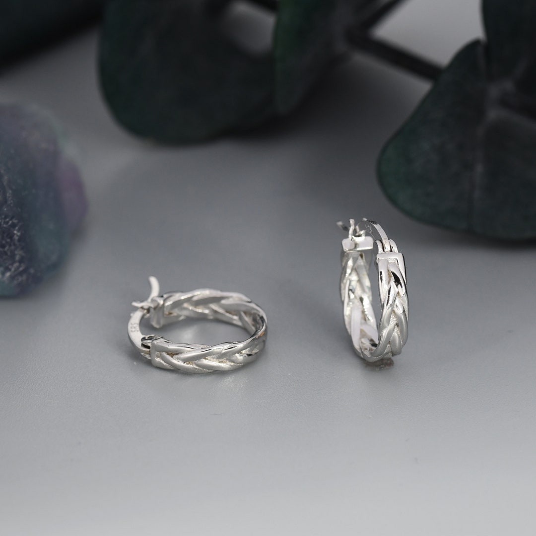 Braided Hoop Earrings in Sterling Silver, Silver or Gold or Rose Gold ...