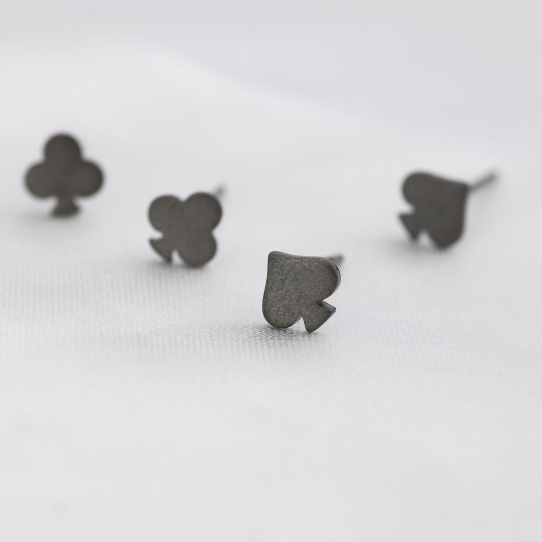 Card Suit Stud Earrings in Sterling Silver, Spade Earrings, Club ...