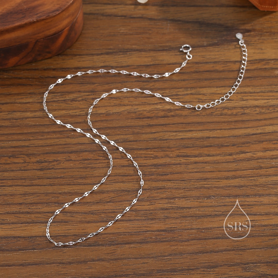 Minimalist Skinny Disk Chain Choker Necklace in Sterling Silver, Silver ...