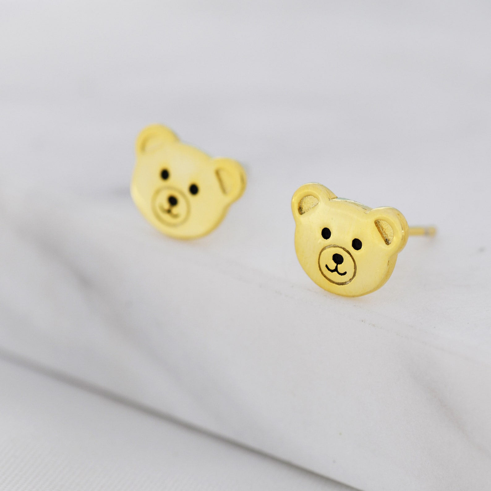 Teddy Bear Stud Earrings in Sterling Silver, Silver or Gold, Cute Gift ...