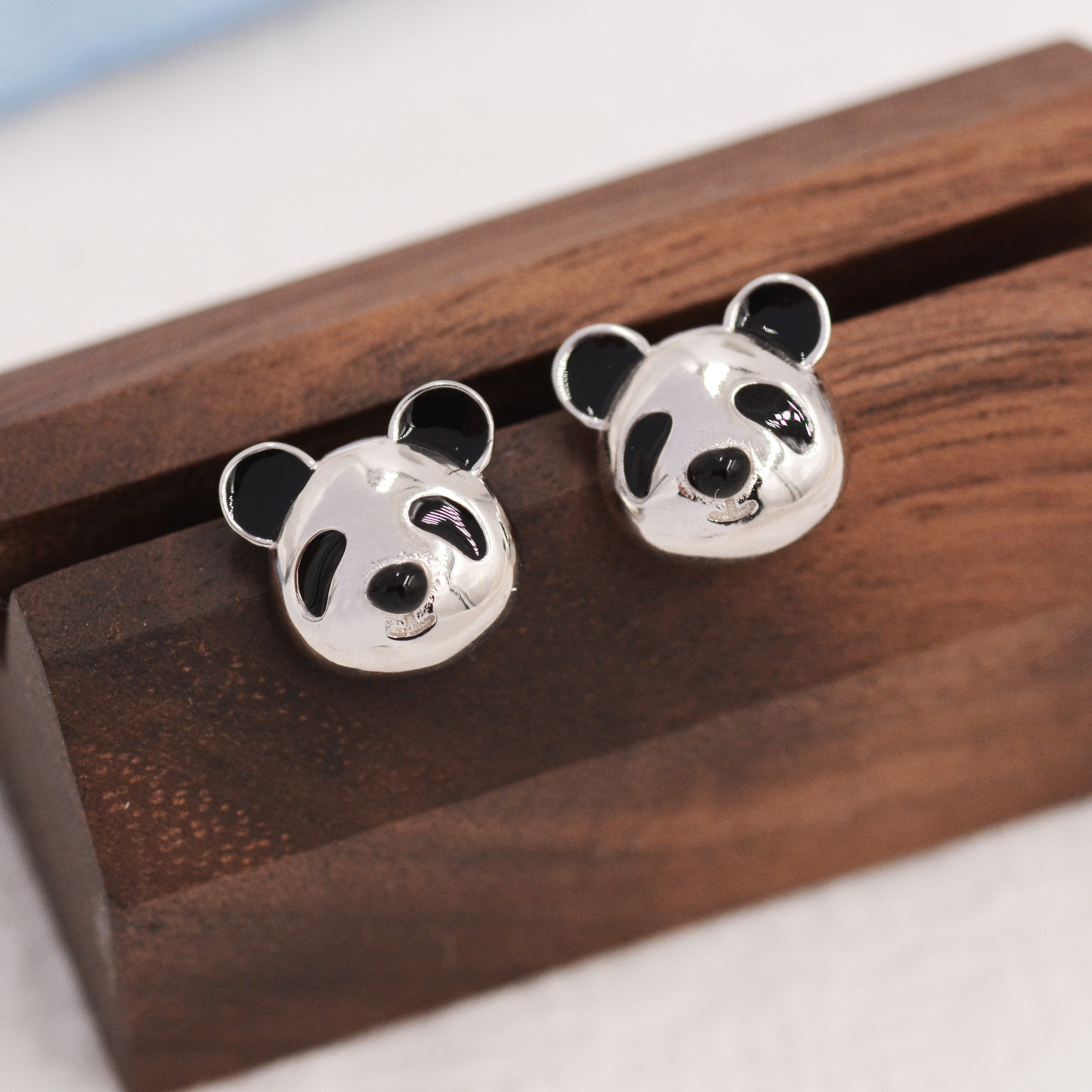 Cute Panda Earrings in Sterling Silver Panda Bear Stud | Etsy