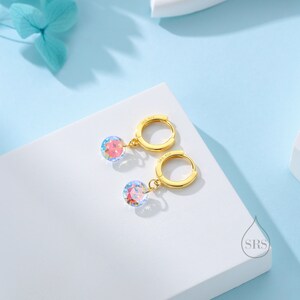 Dangle Aurora CZ Huggie Hoop Earrings in Sterling Silver, Silver or ...