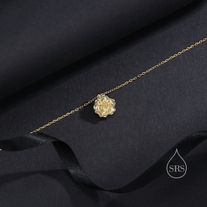 Small Rose Flower Pendant Necklace in Sterling Silver, Silver or Gold ...