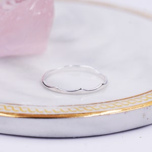 Sterling Silver Ripple Ring, Very Skinny Delicate Ring Band, Stacking Ring US 5-8, Wave Ring ...