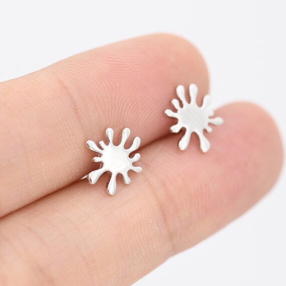 Water Splash Stud Earrings in Sterling Silver Silver or Gold | Etsy