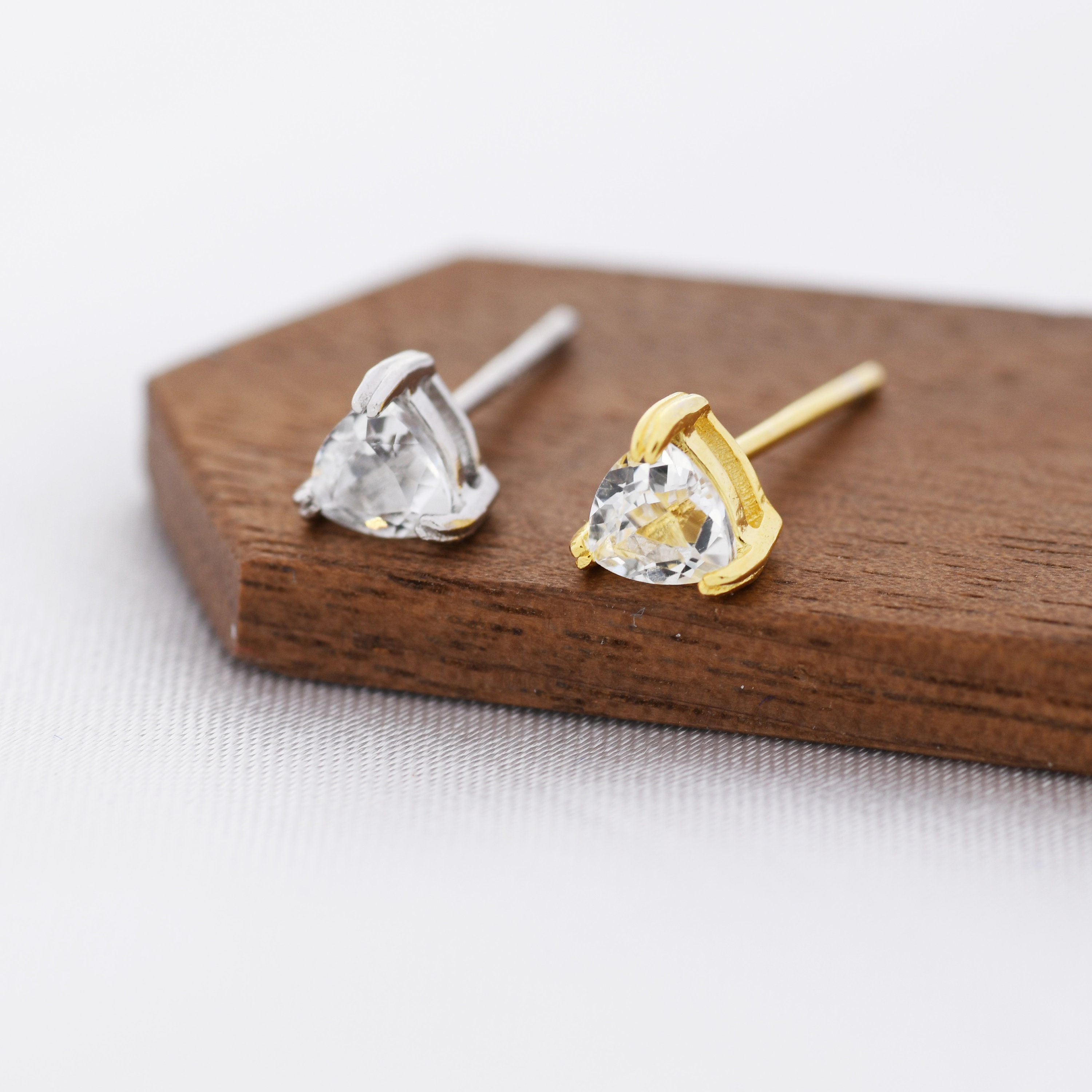 Genuine White Topaz Stud Earrings in Sterling Silver Silver | Etsy