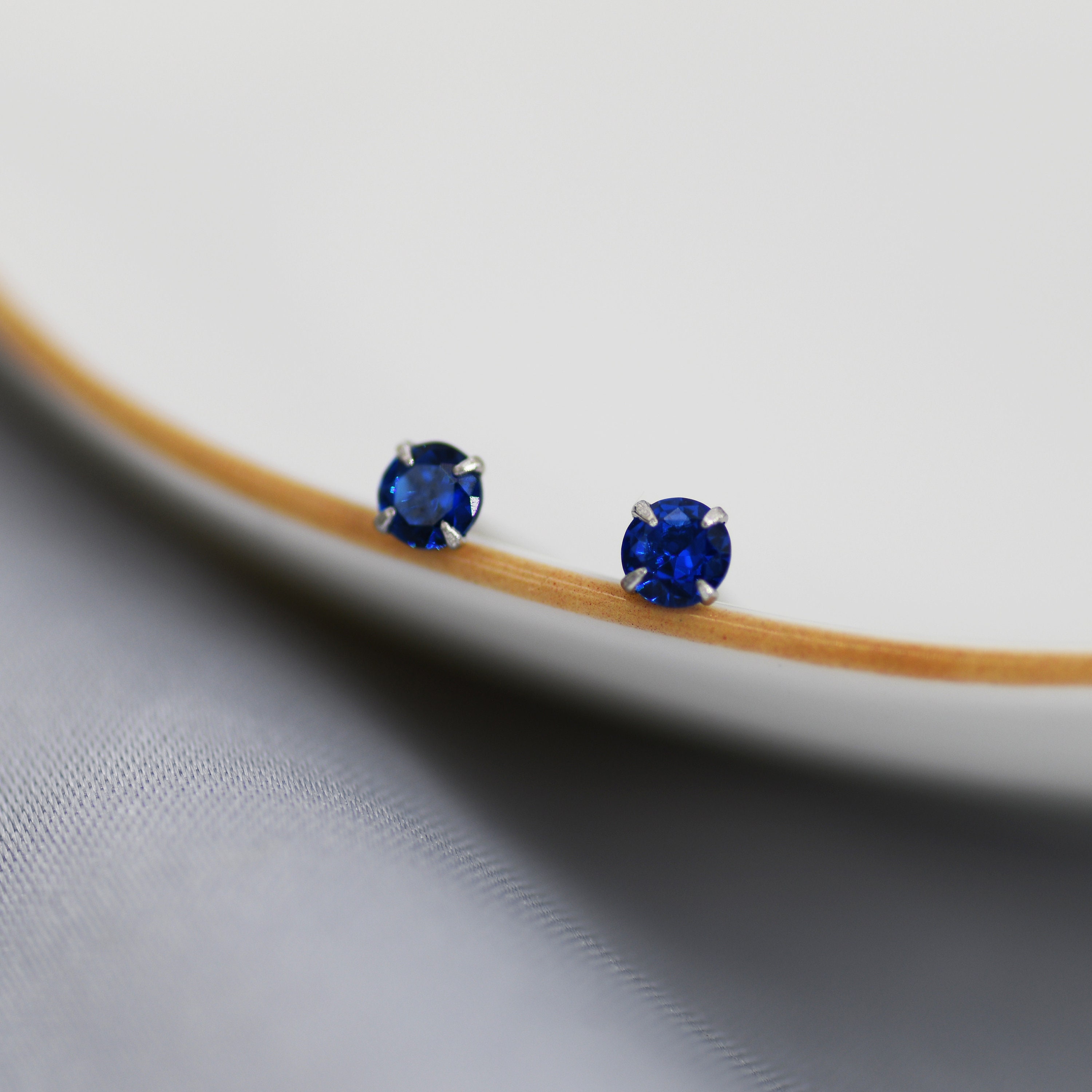 Sterling Silver September Birthstone Earrings Sapphire Blue - Etsy