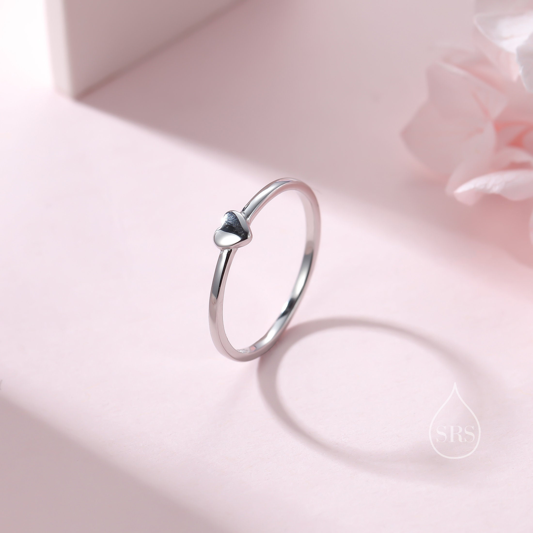 Extra Tiny Heart Ring in Sterling Silver Silver Heart Ring in - Etsy