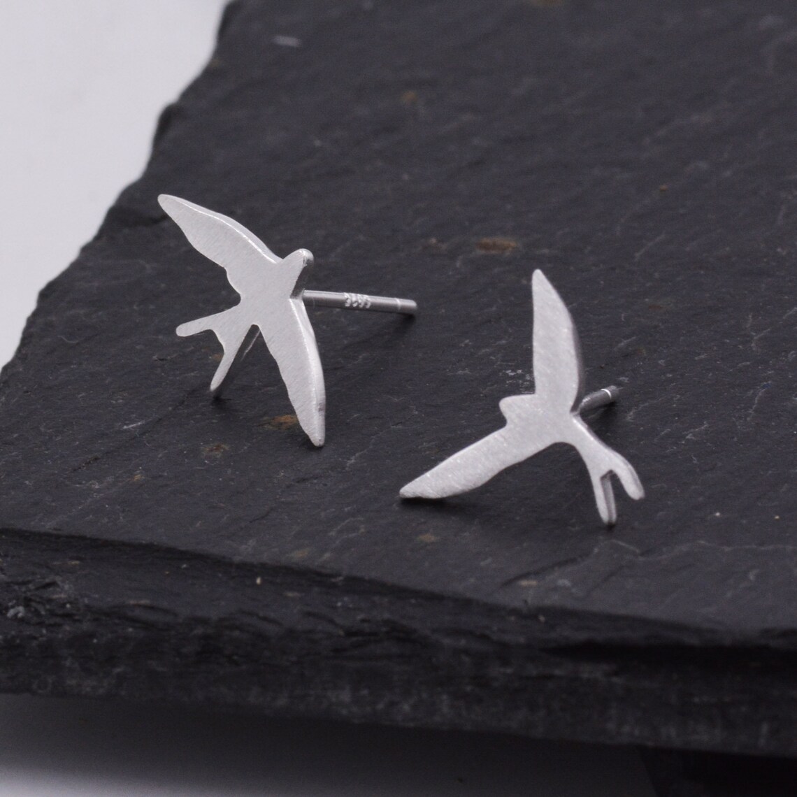 Sterling Silver Mismatched Asymmetric Swallow Bird Silhouette | Etsy